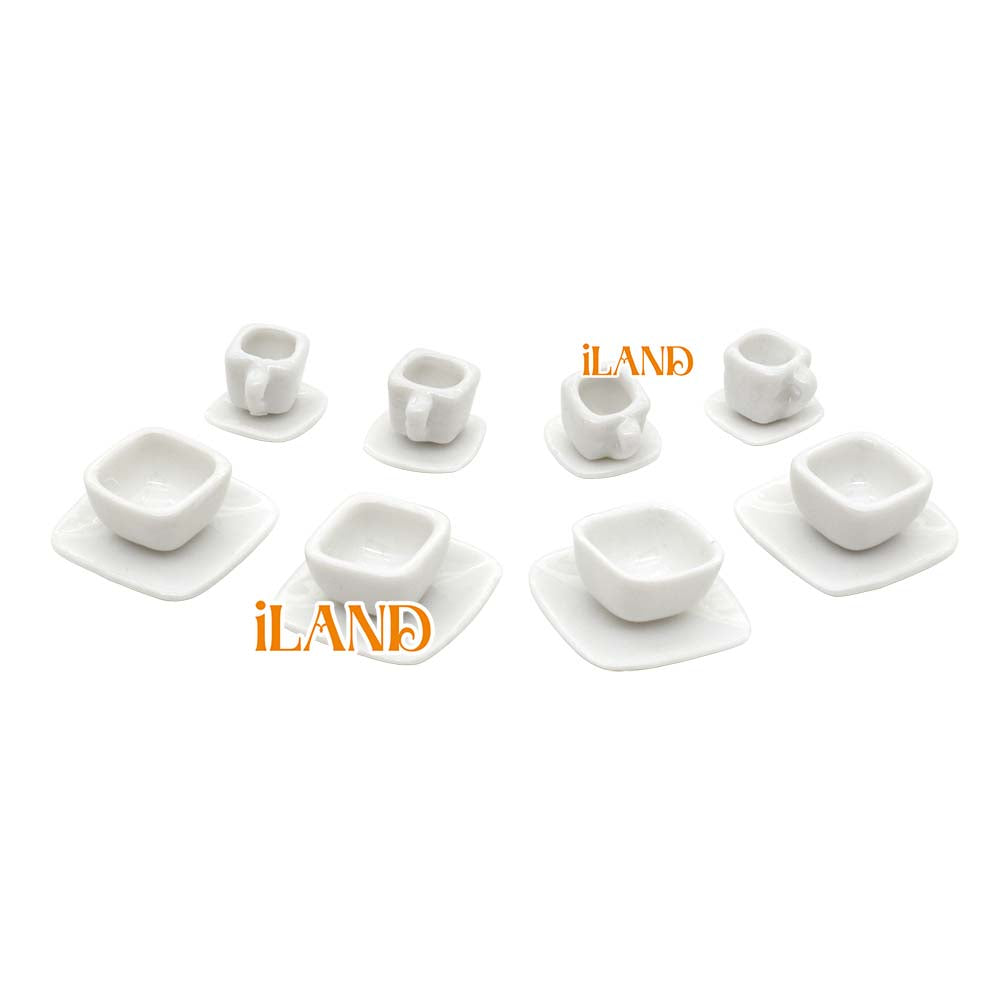 Dollhouse Plain White Square Tea Set Lovely – iLAND