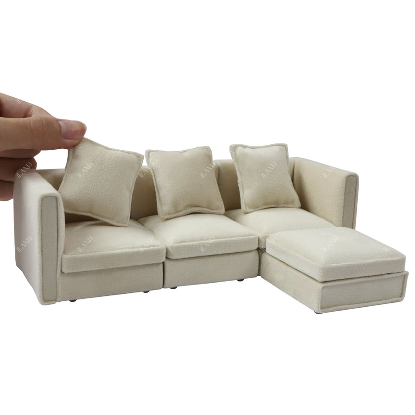 Dollhouse Furniture Miniature Sectional Couch Set Modern Velvet Sofa E ...